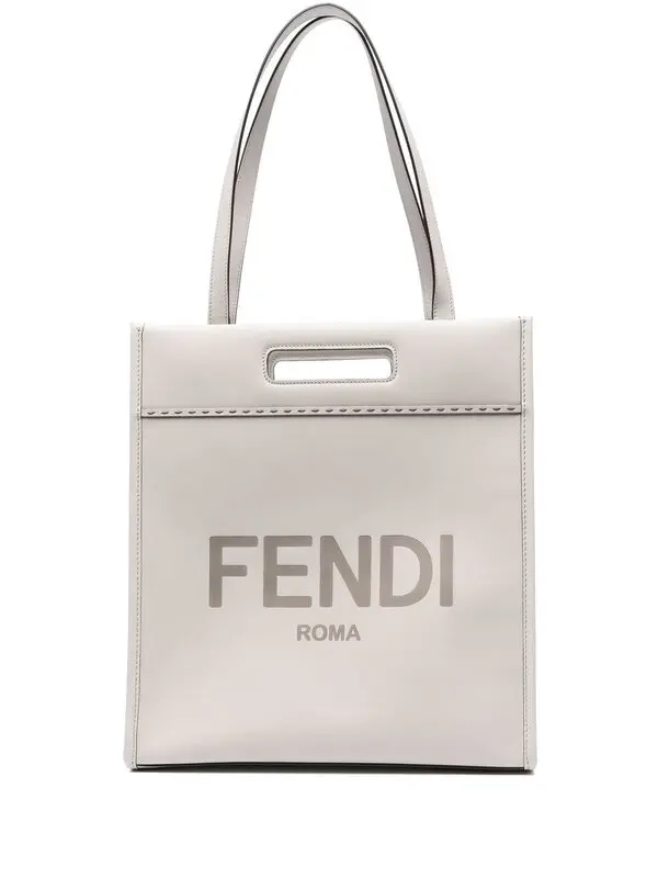 Fendi Embossed Logo Tote Bag - Grey