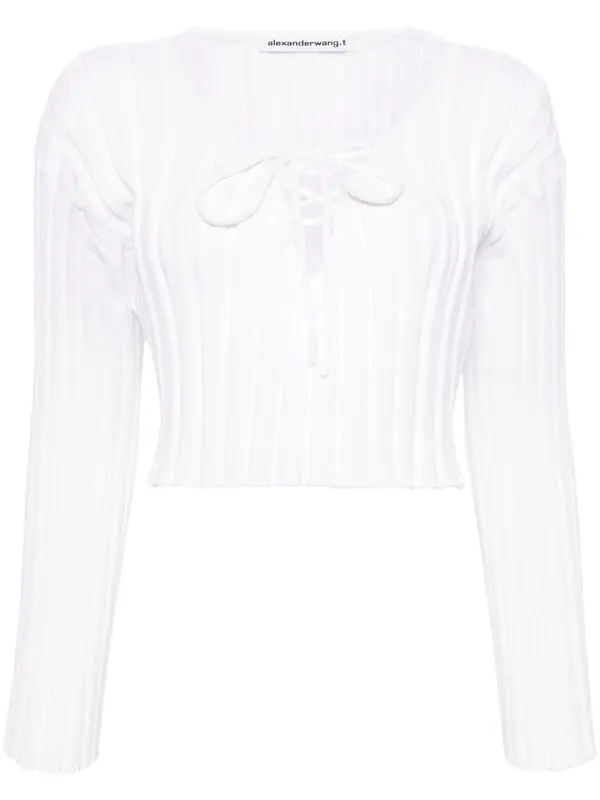 Alexander Wang Cropped Ribbed Sweater - White
