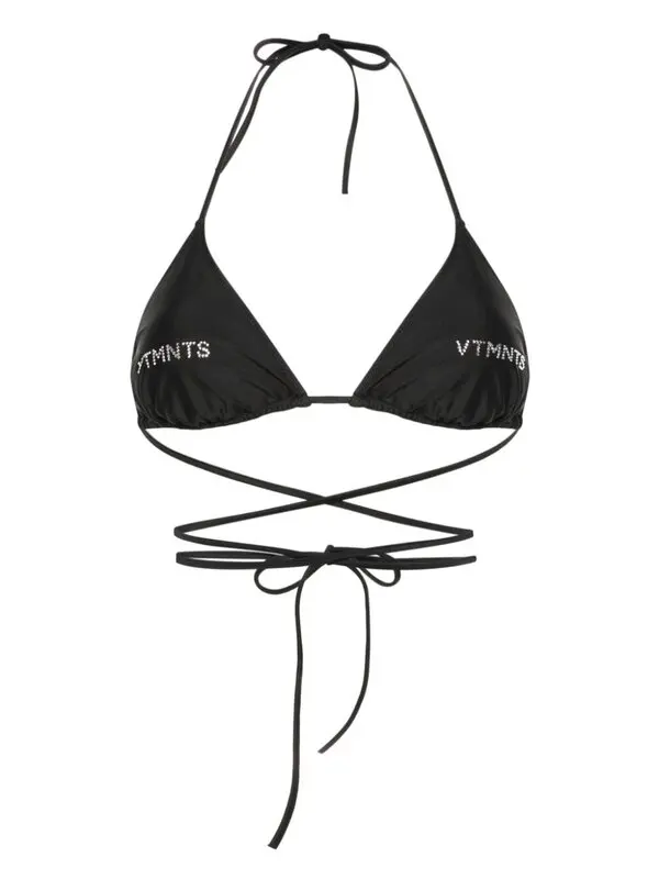 VTMNTS Rhinestone-embellished Bikini Top - Black