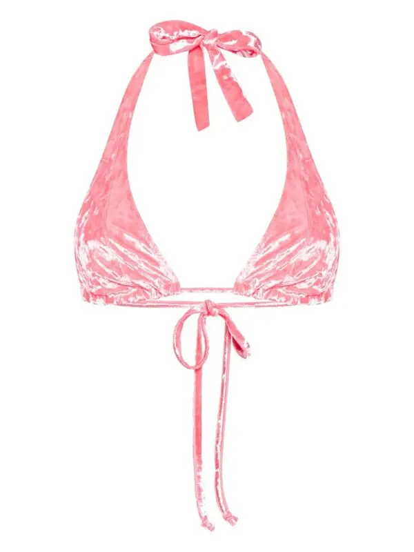 FORTE_FORTE Halterneck Velvet Bikini Top - Pink