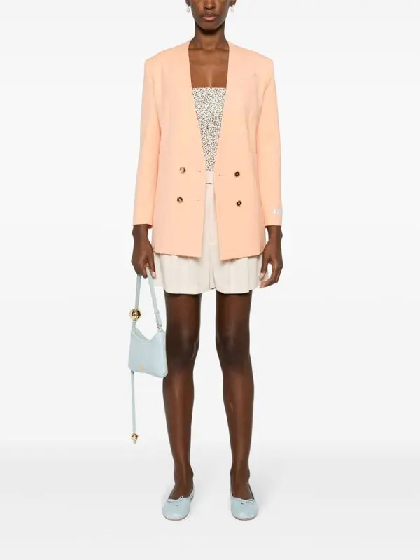 Patou Collarless Double-breasted Blazer - Orange