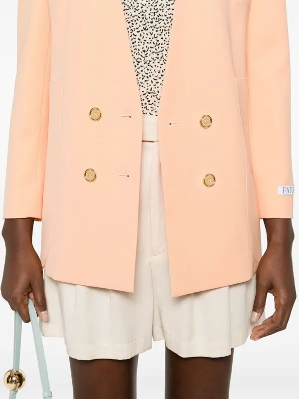 Patou Collarless Double-breasted Blazer - Orange