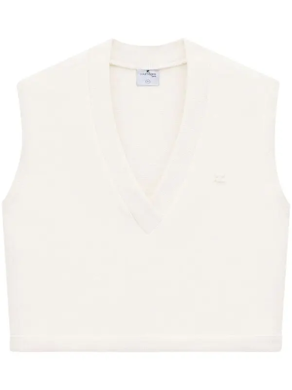 COURREGES Varsity Logo-appliqué Vest - Neutrals