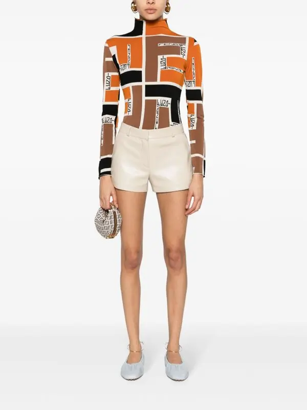 Fendi Logo-jacquard Mock-neck Blouse