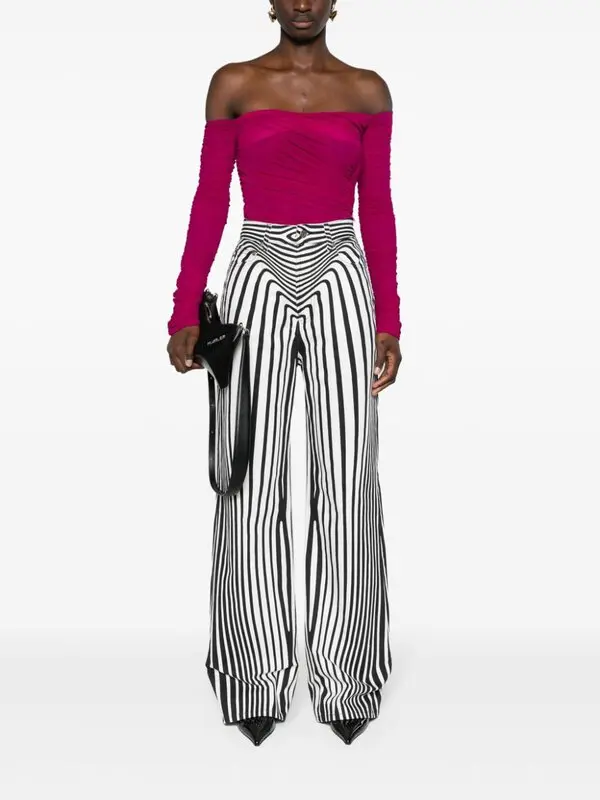 MUGLER Off-shoulder Ruched Bodysuit