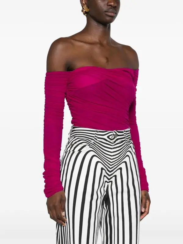 MUGLER Off-shoulder Ruched Bodysuit