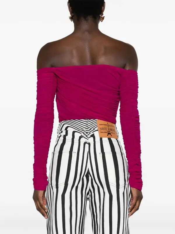 MUGLER Off-shoulder Ruched Bodysuit