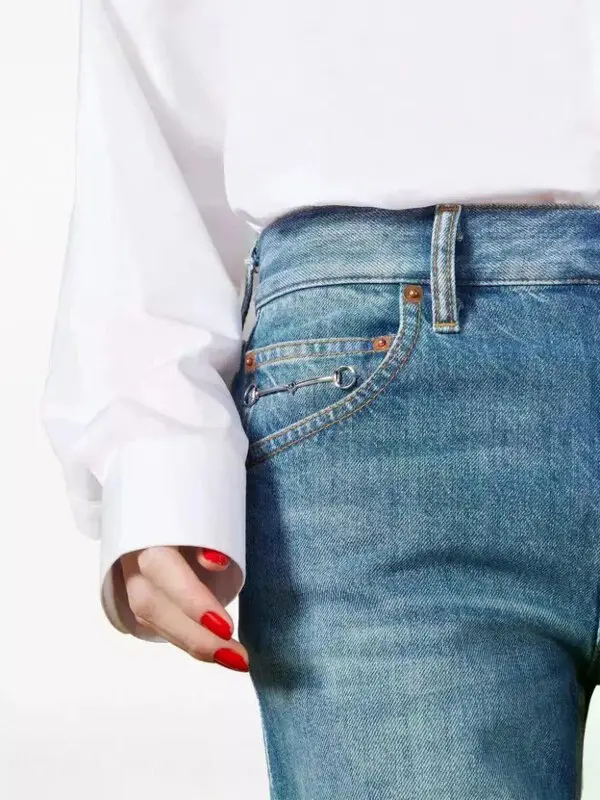 Gucci Horsebit-detail Straight-leg Jeans - Blue