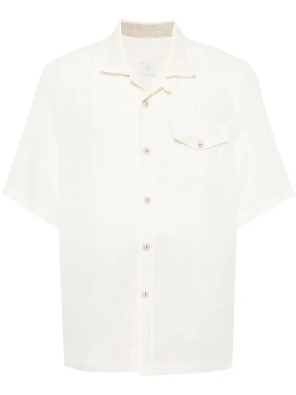 Eleventy Short-sleeve Pointelle-knit Shirt