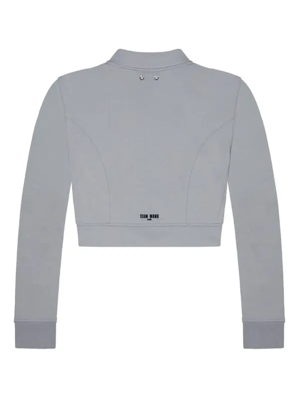 TEAM WANG DESIGN Logo-print Cropped Track Jacket - Grey