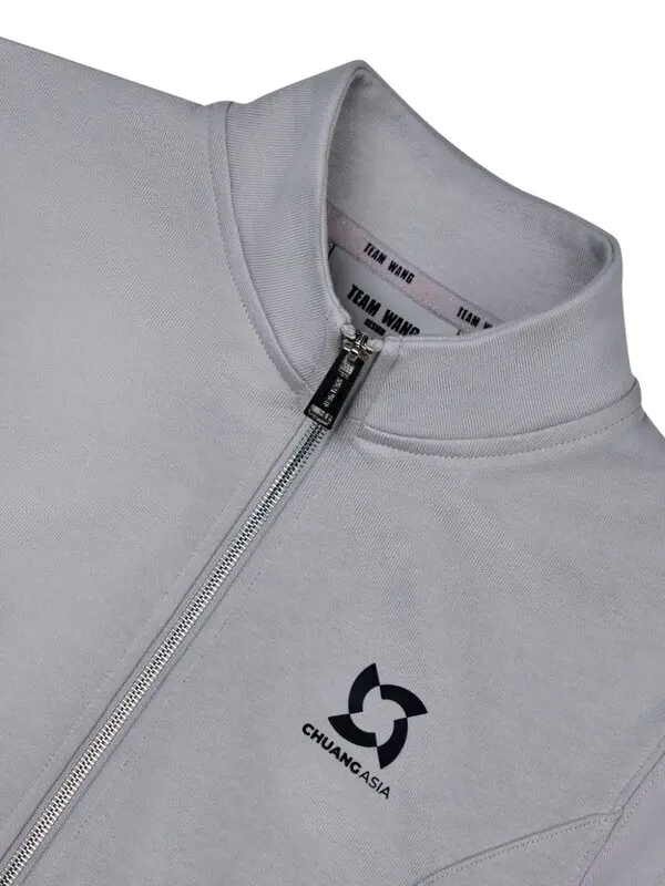 TEAM WANG DESIGN Logo-print Cropped Track Jacket - Grey