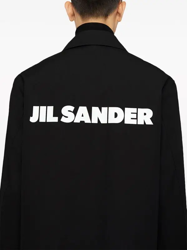 JIL SANDER Logo-print Cotton-poplin Shirt Jacket - Black