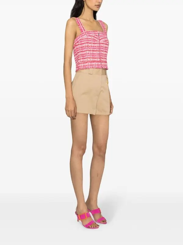 Karl Lagerfeld Zip-up Bouclé Cropped Top
