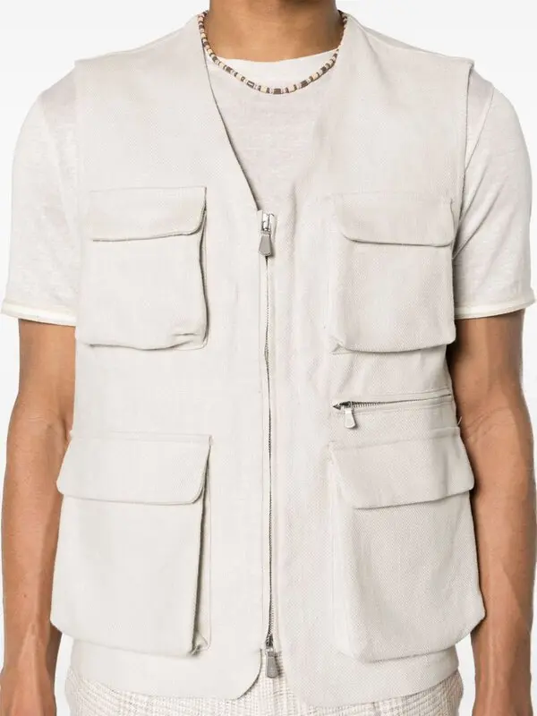 Eleventy V-neck Linen Vest
