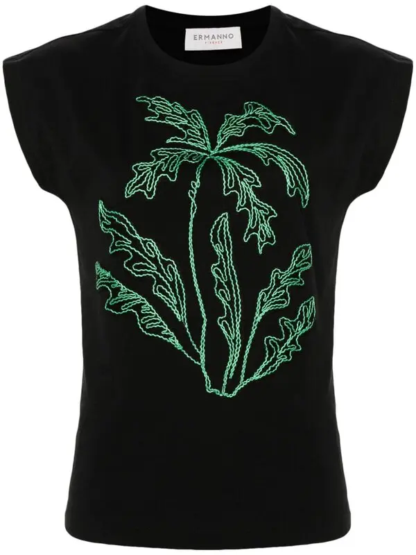 ERMANNO FIRENZE Palm Tree Appliqué T-shirt