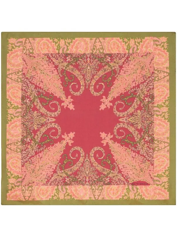 Etro Abstract-print Silk Pocket Square - Orange
