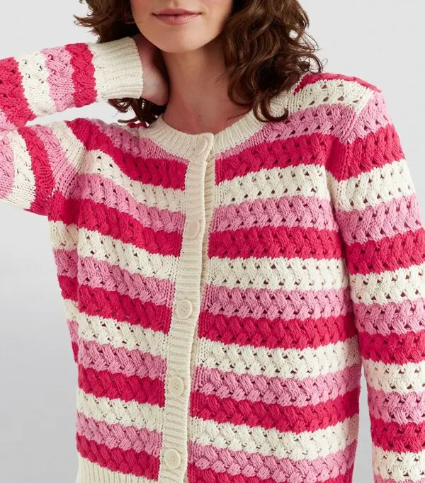 Chinti & Parker Crochet Striped Cardigan