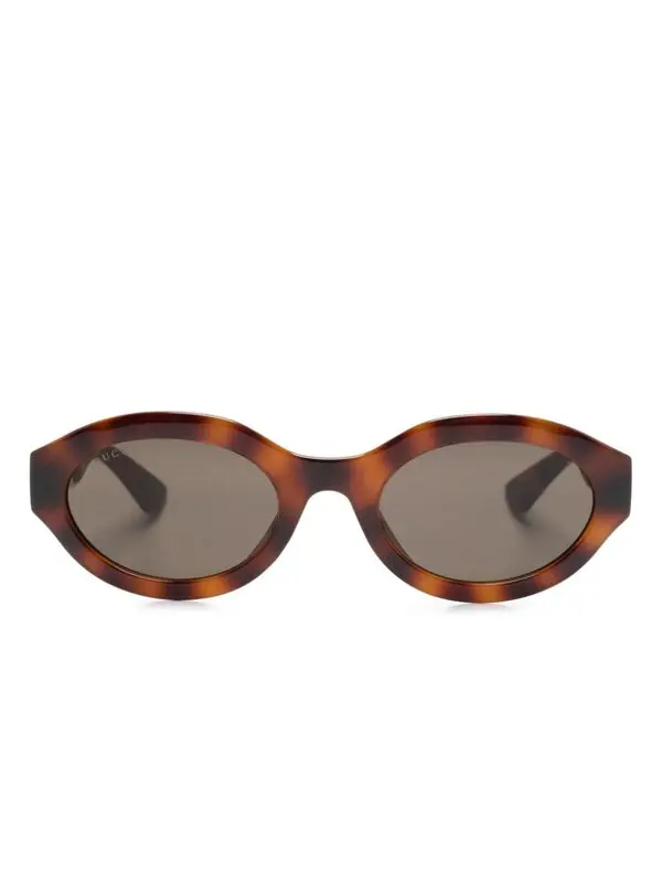 Gucci Oval-frame Sunglasses - Brown