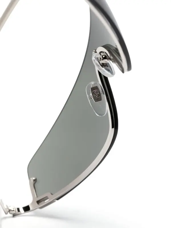 Gucci Square G Motif Shield Sunglasses - Silver