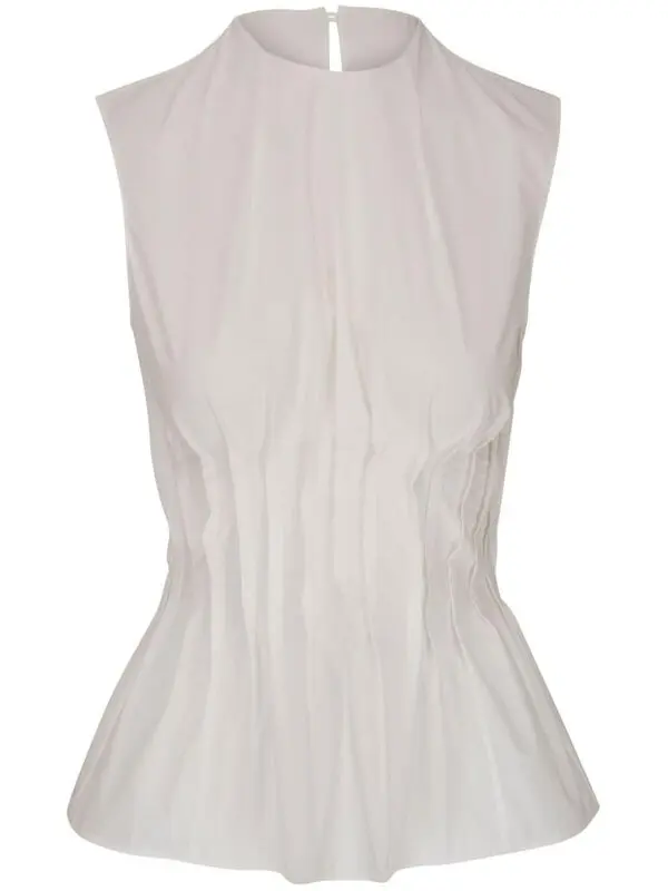 Khaite Westin Pleated Cotton-poplin Top