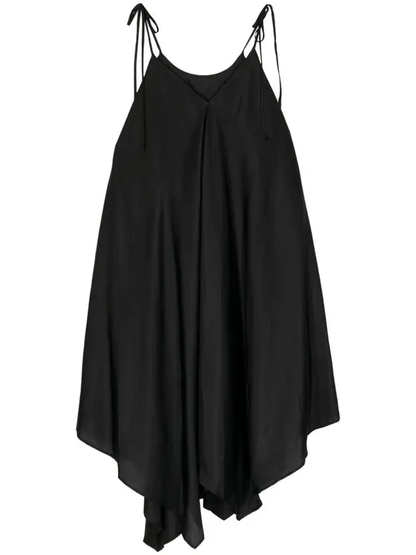 SHANSHAN RUAN Asymmetric Silk Dress - Black
