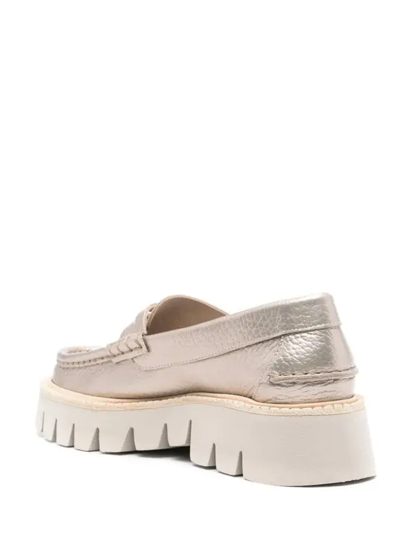 PEDRO GARCIA Sebas Leather Platform Loafers - Gold