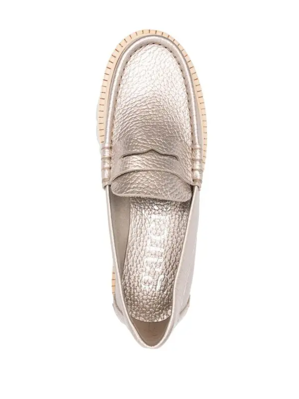 PEDRO GARCIA Sebas Leather Platform Loafers - Gold