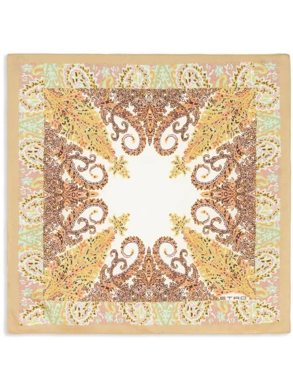 Etro Abstract-print Silk Pocket Square - Neutrals