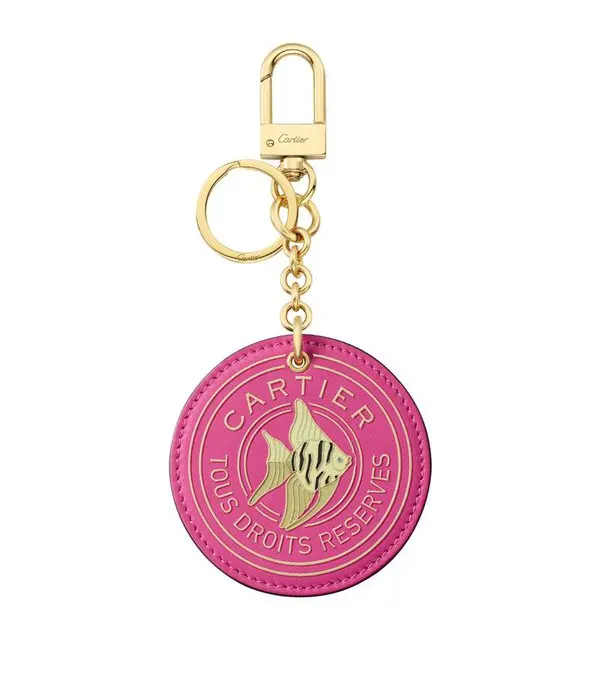 Cartier Leather Characters Medallion Keyring - Pink | Editorialist