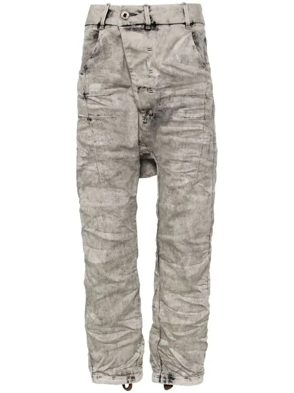 Boris Bidjan Saberi Mid-Rise Drop-Crotch Jeans - Grey | Editorialist