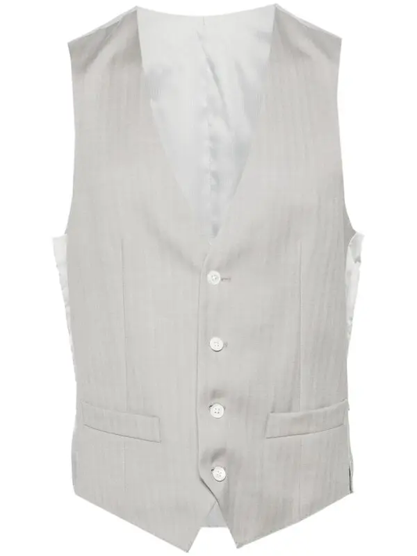 Corneliani Virgin Wool Herringbone Waistcoat