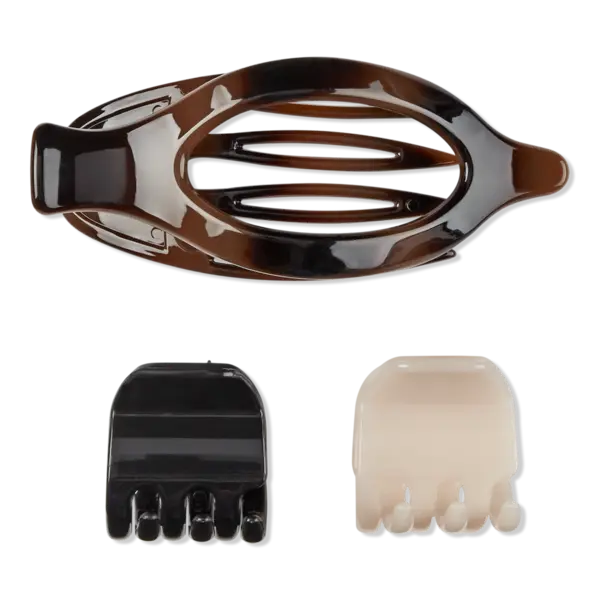 SCUNCI Ponytail Flat Claw And Chunky Claws 3-piece Set By - One-color