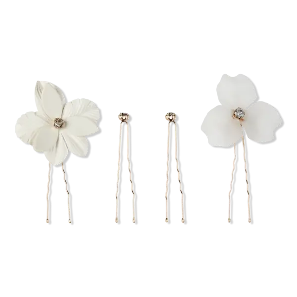SCUNCI Flower And Rhinestone U Pins - One-color