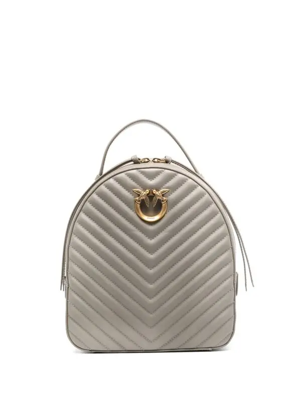 Pinko Love Leather Backpack - Neutrals