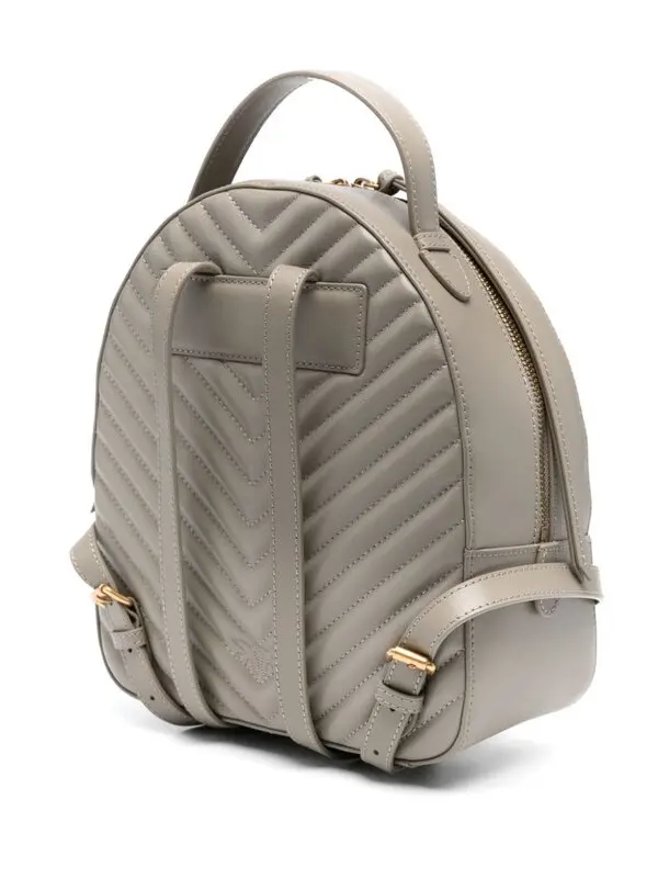 Pinko Love Leather Backpack - Neutrals