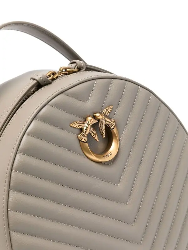 Pinko Love Leather Backpack - Neutrals