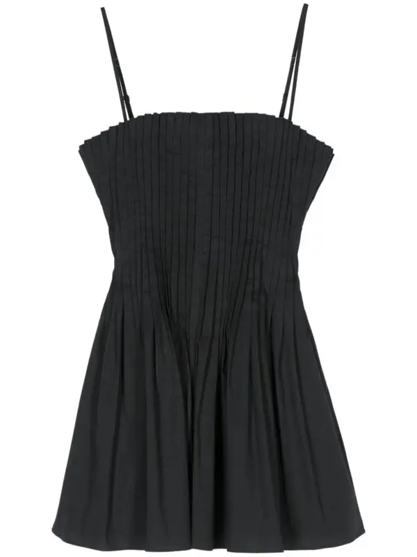 Staud Pleated Mini Dress - Black