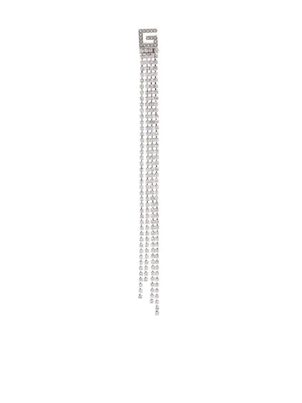 Gucci Crystal-fringe Drop Earrings - Silver