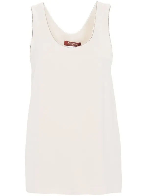 Max Mara Crystal-embellished Top - Neutrals
