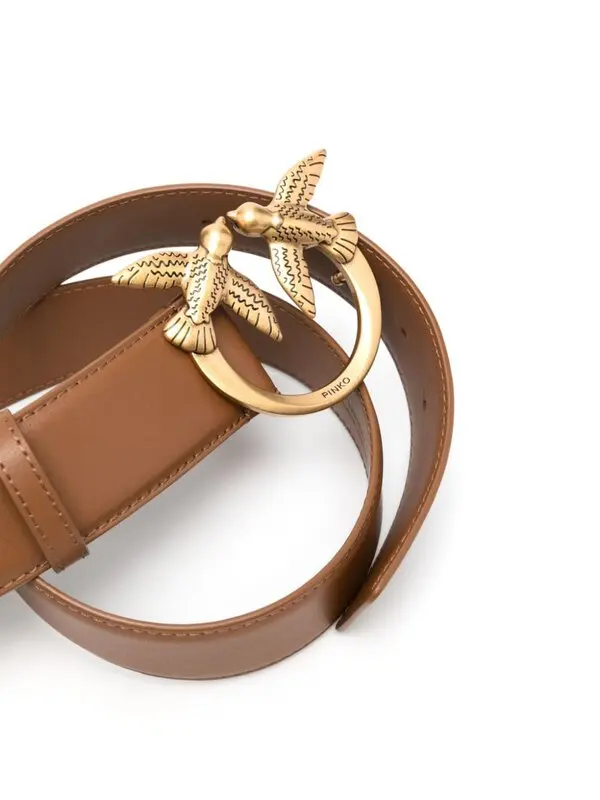 Pinko Love Berry Leather Belt - Brown