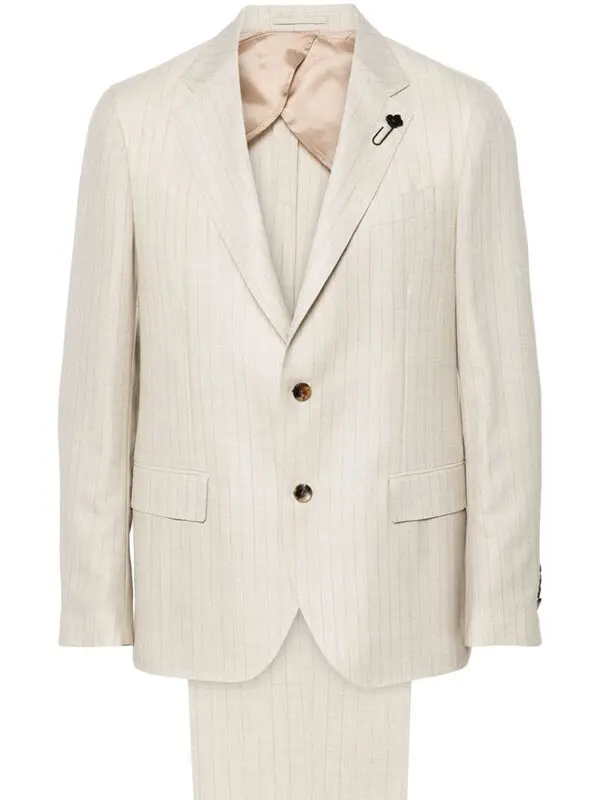 LARDINI Pinstriped Lightweight-wool Suit - Neutrals