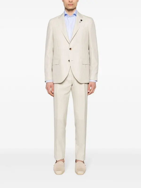 LARDINI Pinstriped Lightweight-wool Suit - Neutrals