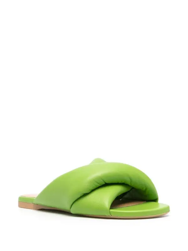 JW Anderson Leather Flat Sandals - Green