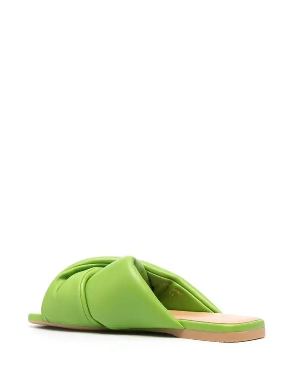 JW Anderson Leather Flat Sandals - Green