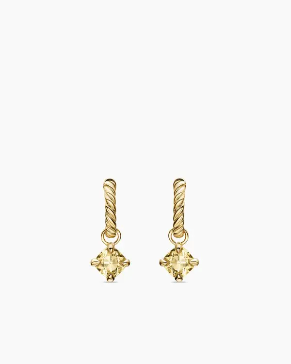 David Yurman Micro Chatelaine® Drop Earrings In 18k Yellow Gold With Stone - Champagne Citrine