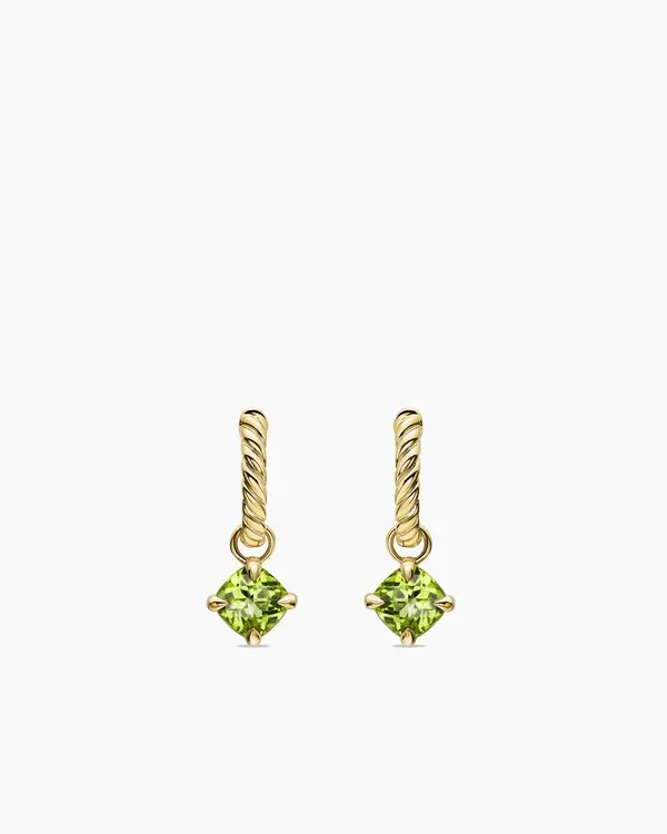 David Yurman Micro Chatelaine® Drop Earrings In 18k Yellow Gold With Stone - Peridot