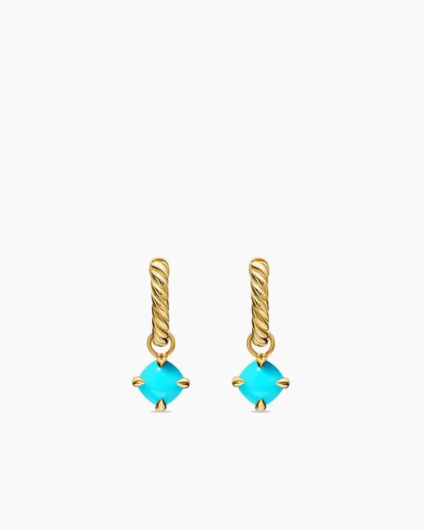 David Yurman Micro Chatelaine® Drop Earrings In 18k Yellow Gold With Stone - Turquoise