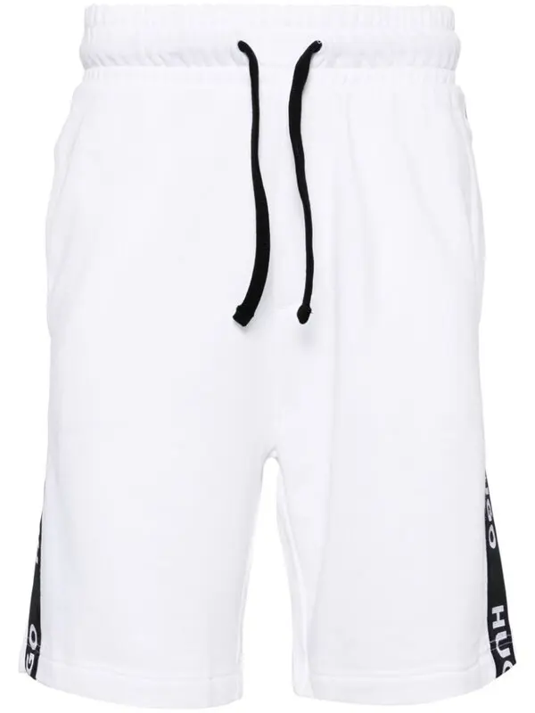Hugo Sporty Logo-tape Cotton Shorts - White