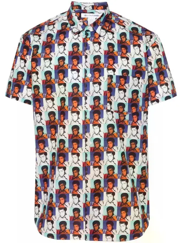Comme Des Garçons Portrait-print Shirt - Red
