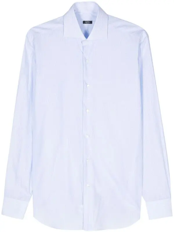 BARBA NAPOLI Check-pattern Poplin Shirt - Blue